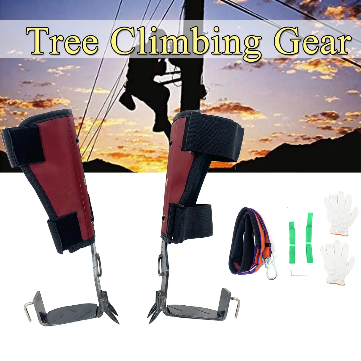 Red/Blue Tree Climbing Spikes Climbing Equipment Set Climbing Safety ...