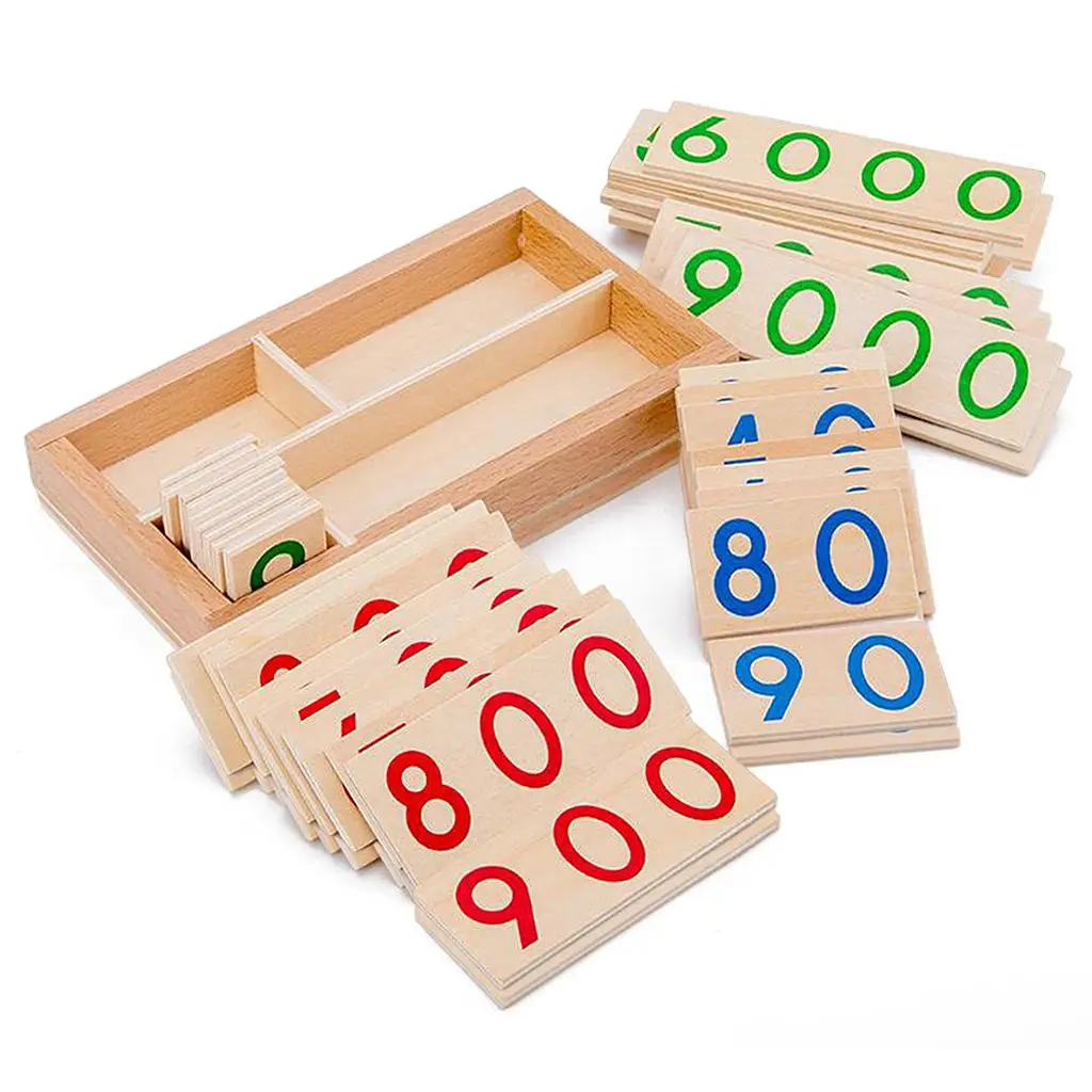 Wood Mathematics Number Card 1-9000 Pre-school Counting Educational ...