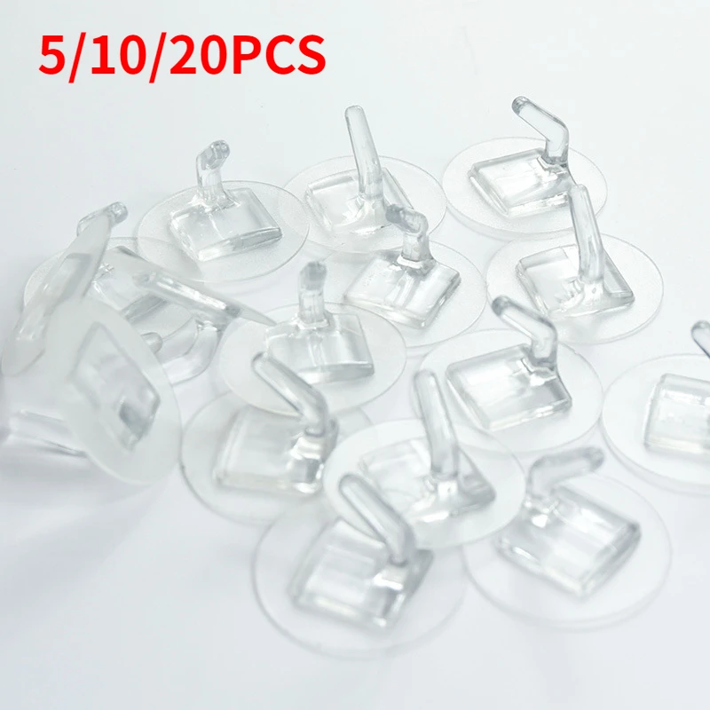 5-10-20pcs-Transparent-Plastic-Duty-Wall-Hook-for-Kitchen-Bathroom ...