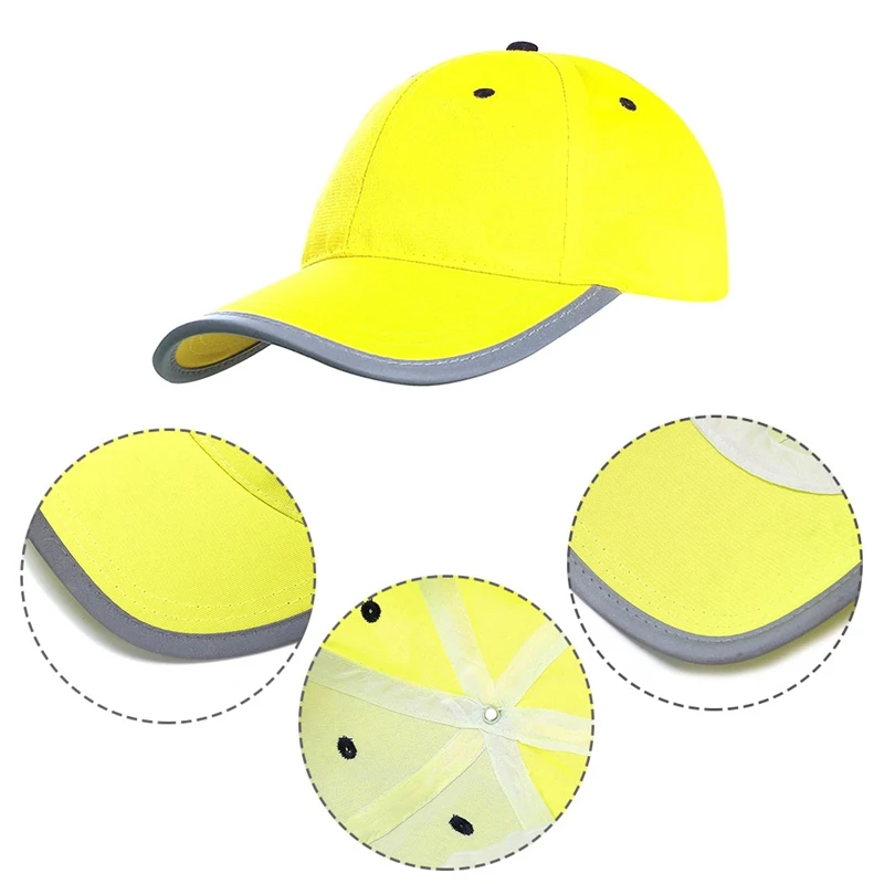 High Visibility Reflective Baseball Cap Yellow Safety Hat Work Safety ...