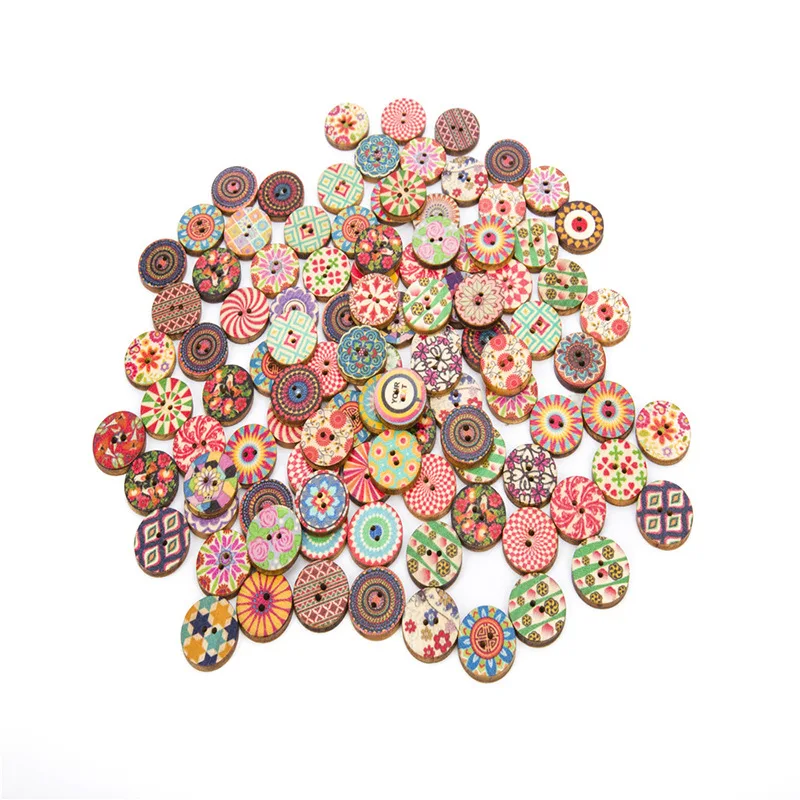 50-100Pcs-Retro-Mixed-Wooden-Buttons-2-Holes-15-20-25mm-For-Handwork ...