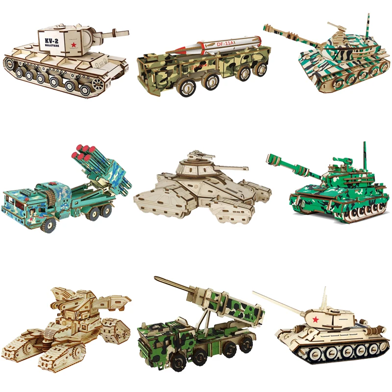 3D Wooden Puzzles Tank Model Building Kits Military Assembly Jigsaw ...
