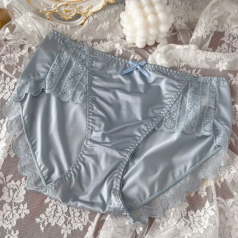 French-Retro-High-rise-Underwear-High-Quality-Ice-Silk-Panties-Women ...