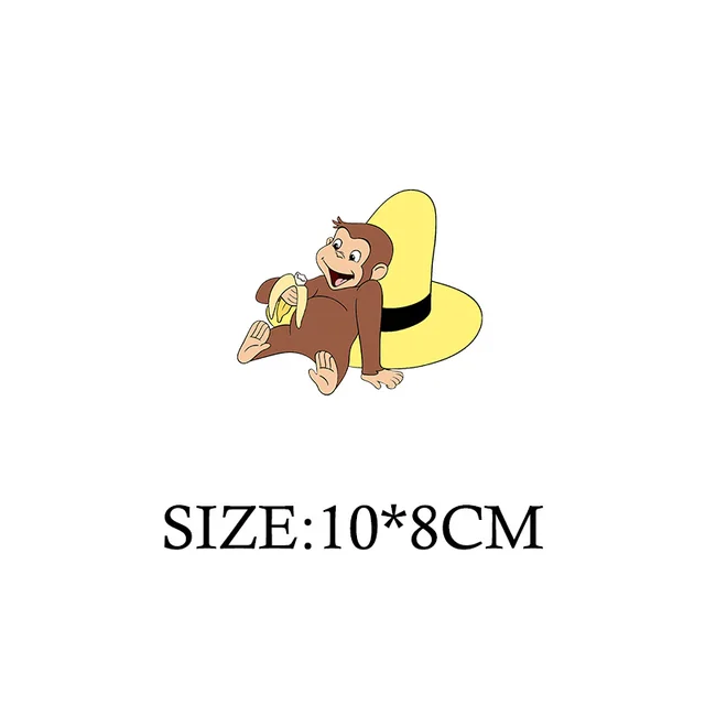 Curious George Monkey Cartoon Patches for Clothes Heat Transfer Thermal Stickers DIY T shirt ...
