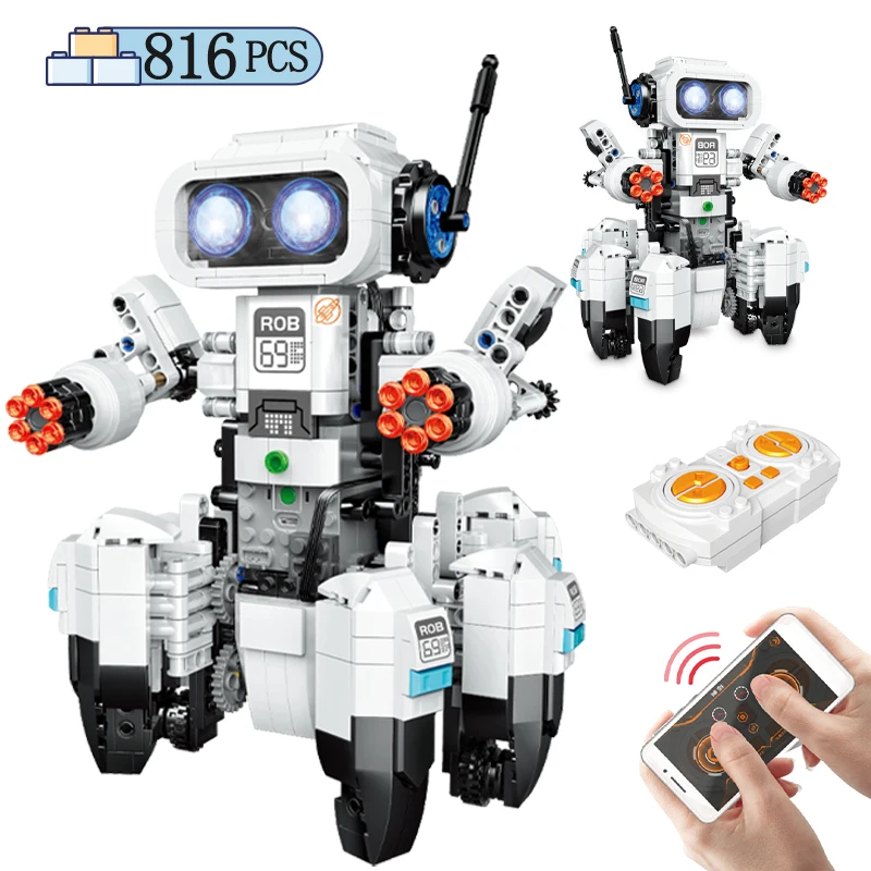816pcs App Rc Electric Smart Vector Robots Building Blocks Remote Control Robot Vehicle Toy ...