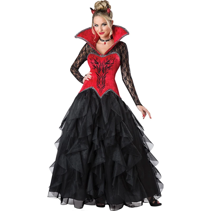 Carnival Halloween Lady Vampire Devil Costume Gothic Demonic Glamour ...