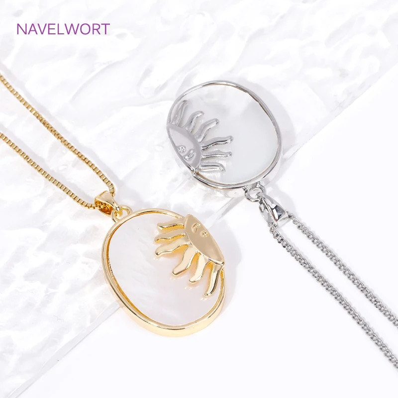 Trendy-Inlaid-Natural-Shell-Pendant-18K-Gold-Plated-Geometric-Oval ...