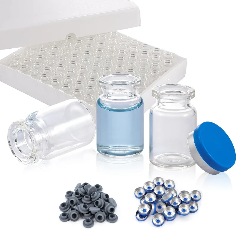 100 Pack 5ml Glass Vials, Caliber 13mm Clear Glass Headspace Vials with ...