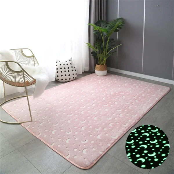 Luminous Area Rug Glow in The Dark Unique Soft Washable Modern Indoor ...