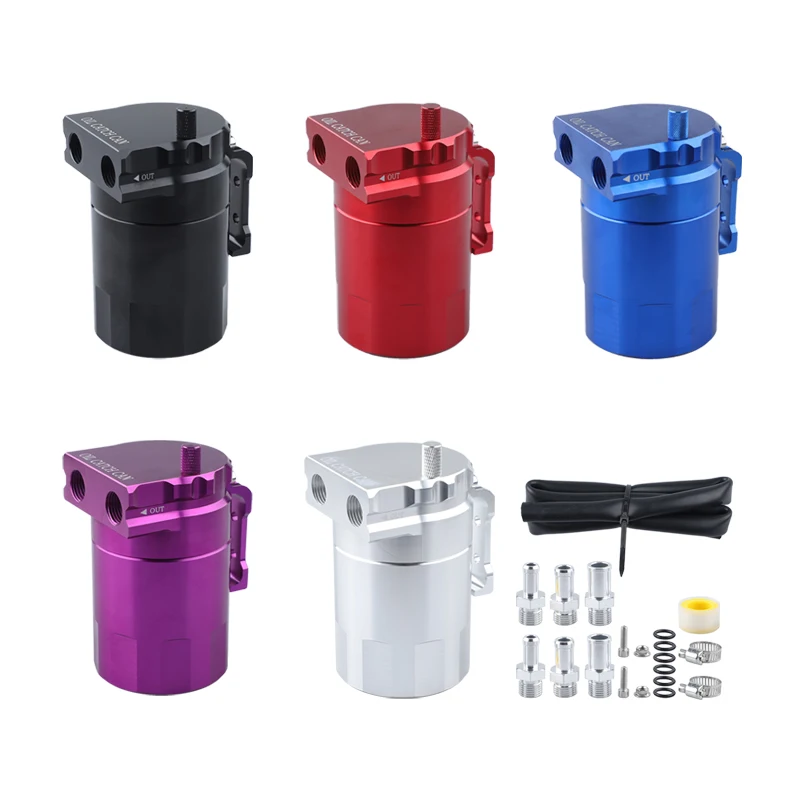 300ml Aluminum Oil Catch Can Kit Reservoir Fuel Tank Engine Polish ...