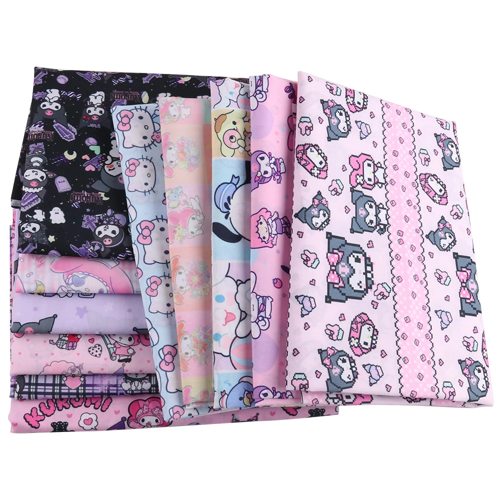 Width 145cm Sanrio Hello Kitty Kuromi My Melody Polyester Cotton Fabric ...
