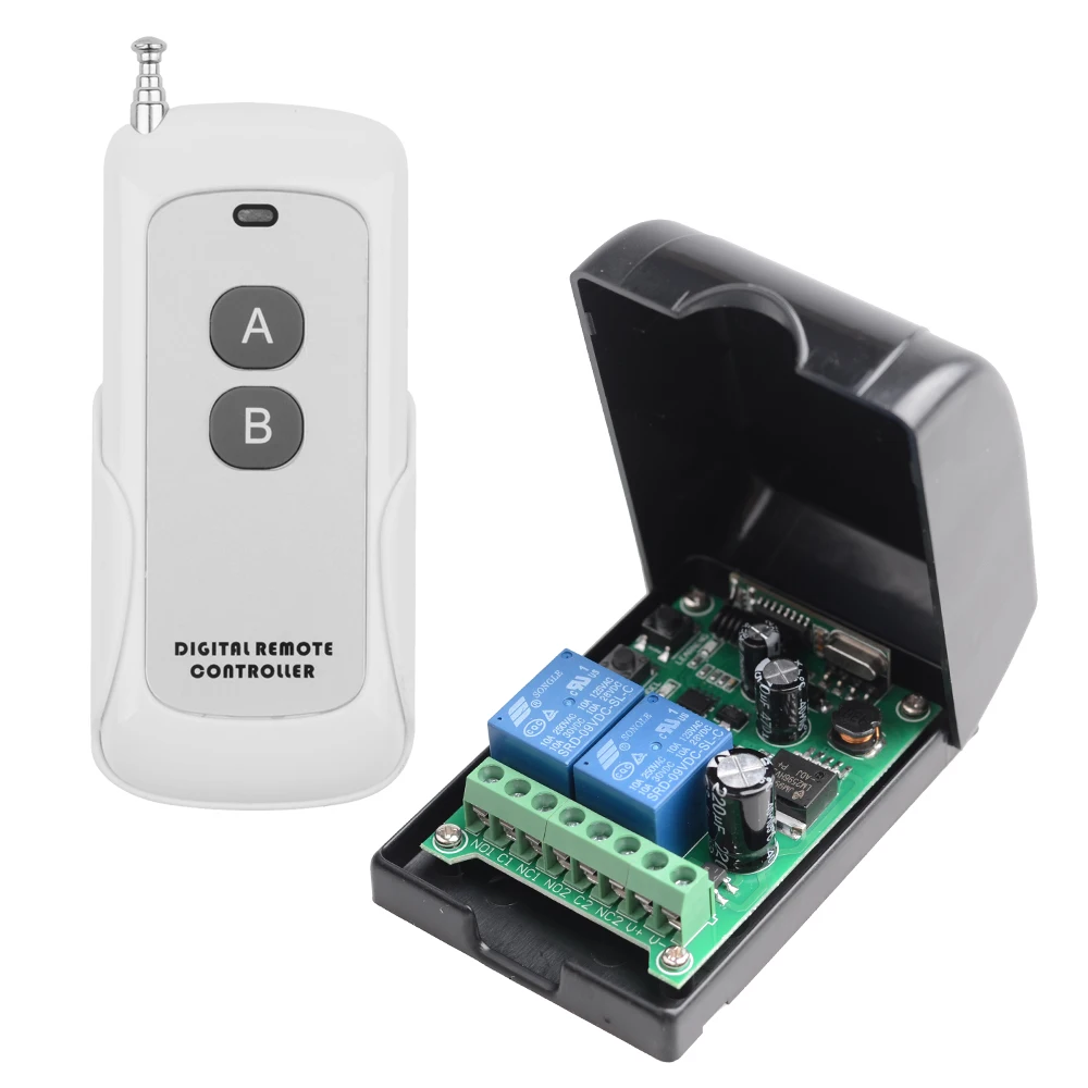DC-12V-48V-433Mhz-200M-RF-Wireless-Remote-Control-Switch-Relay-2CH ...