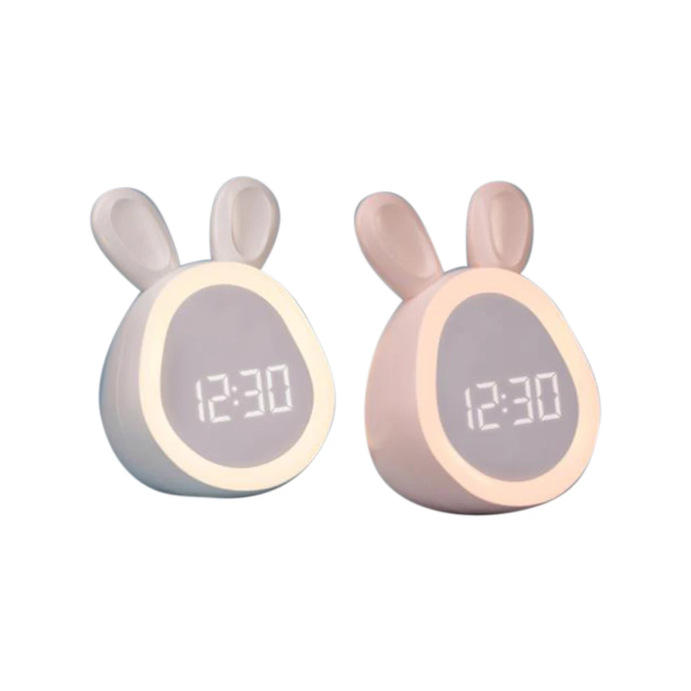 Kids-Cute-Rabbit-Alarm-Clock-With-Night-Light-Stepless-Dimming-Led ...