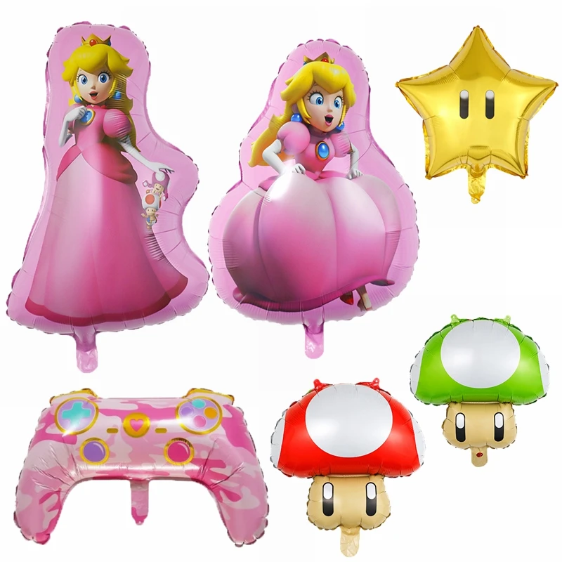 Pink Ballon Anime Princesa Peach Happy Birthday Balloons for Party ...