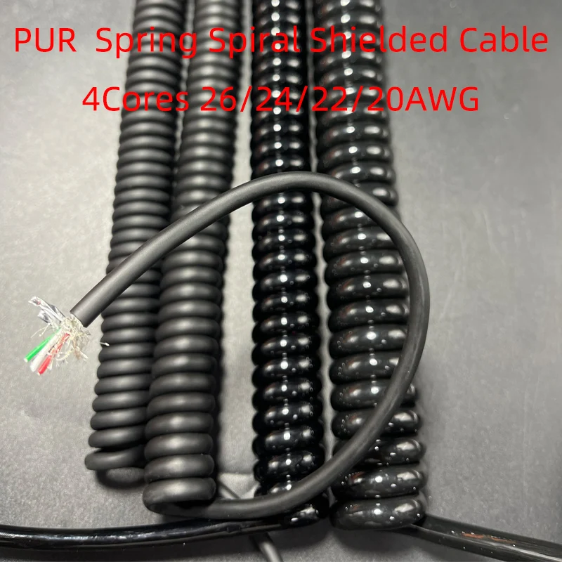 4Cores-26-24-22-20AWG-PUR-Spring-Spiral-Shielded-Cable-Telescopic-Wire ...