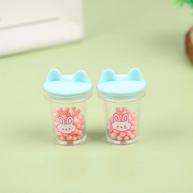 2Pcs/lot 1:12 Dollhouse Miniature Drinks Cute Mini Milk Tea Cups with ...