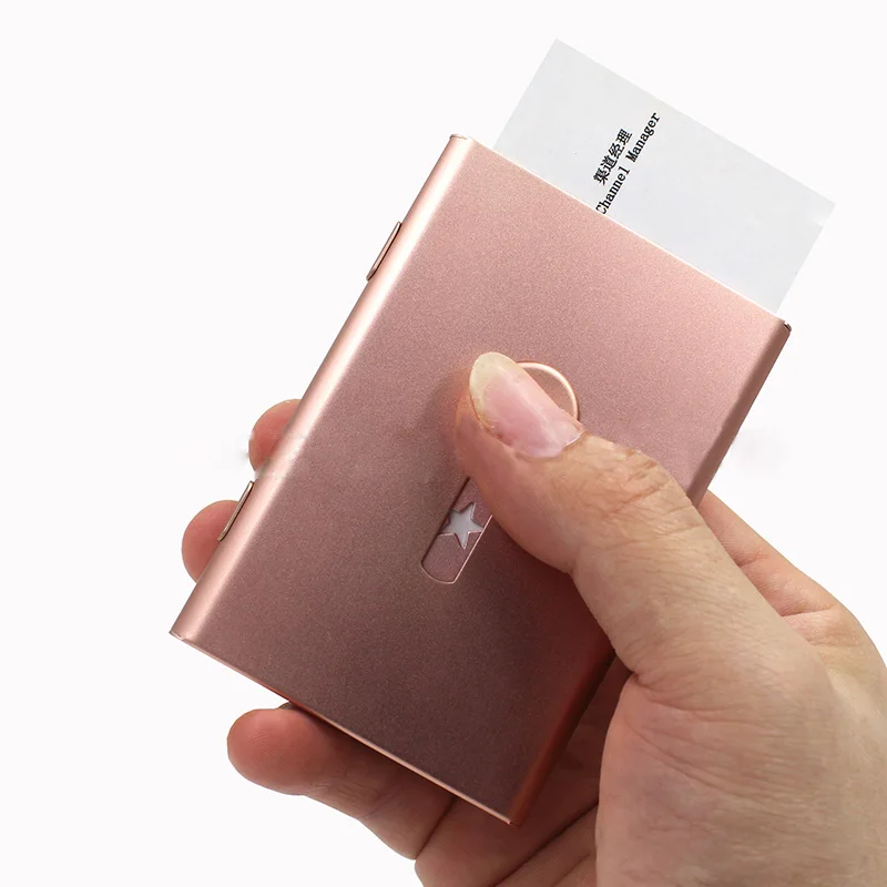 Solid-Black-Metal-Business-Card-Holder-Hand-Push-Case-Bank-Package ...