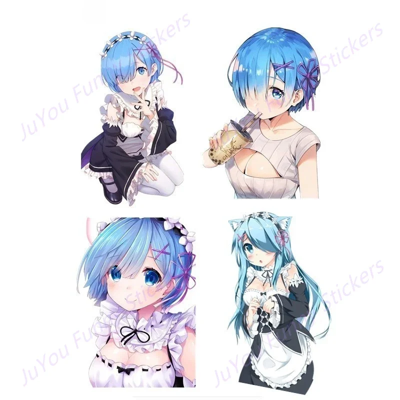 FUYOOHI-Funny-Stickers-Exterior-Accessories-Anime-Blue-Hair-Girl-Re ...
