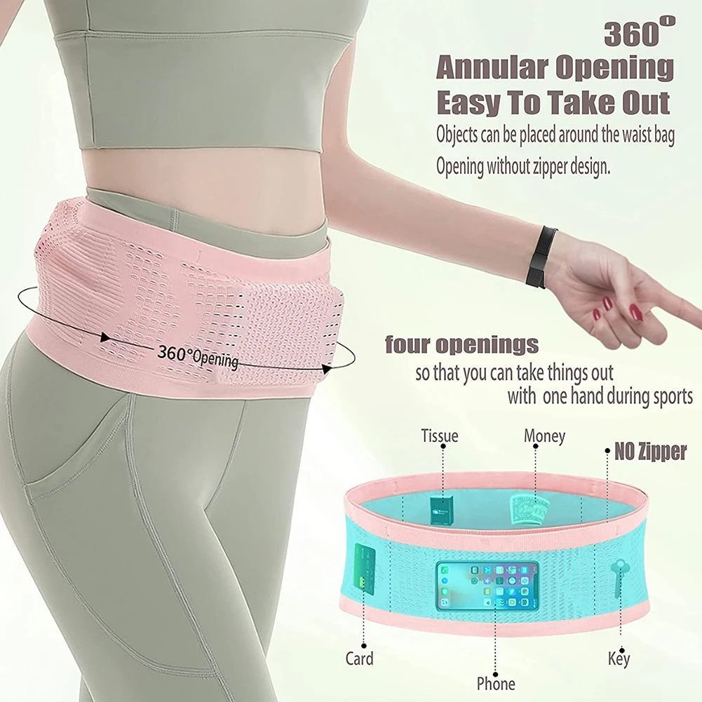Seamless Invisible Running Waist Belt Bag Unisex Sports Fanny Pack ...