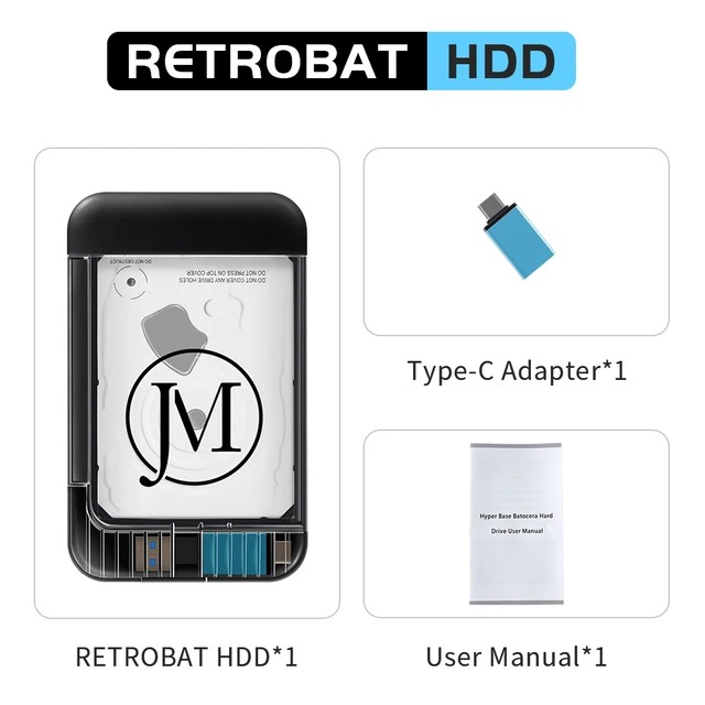 JMachen Hyper Base RB2 Portable Retrobat External Game HDD 100000+Games ...