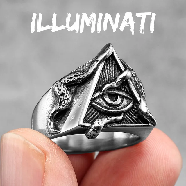 Freemason Illuminati Triangle Masonic Stainless Steel Mens Rings Punk ...