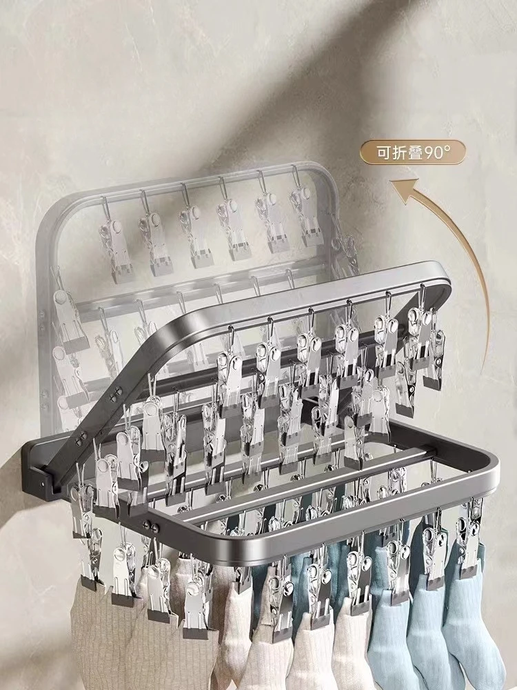 Foldable-Wall-mounted-Bra-Sock-Drying-Rack-Underwear-Holder-Towel-Shelf ...