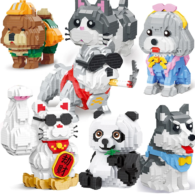 Animal Building Blocks Dog | Diamond Block Building Dog | Building ...