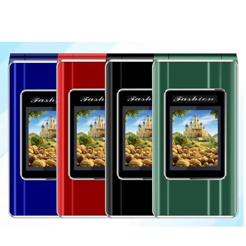 New-Big-Push-Button-Flip-Mobile-Phone-2-4-Inch-1-8-Inch-Dual-Display ...
