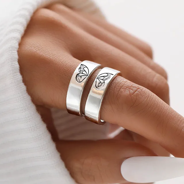 Punk Style Black Color Chain Wrist Rings for Women Men Charm Hip Hop ...