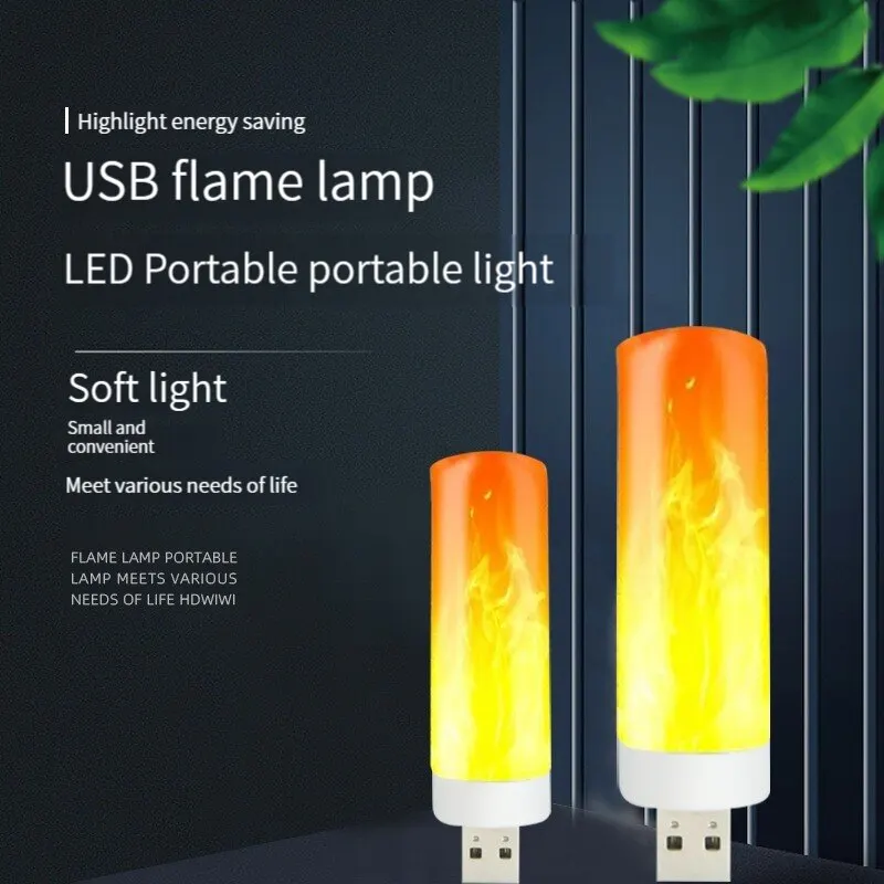 USB-Plug-Ambient-Light-LED-Flame-Flashing-Candle-Light-Book-Light ...