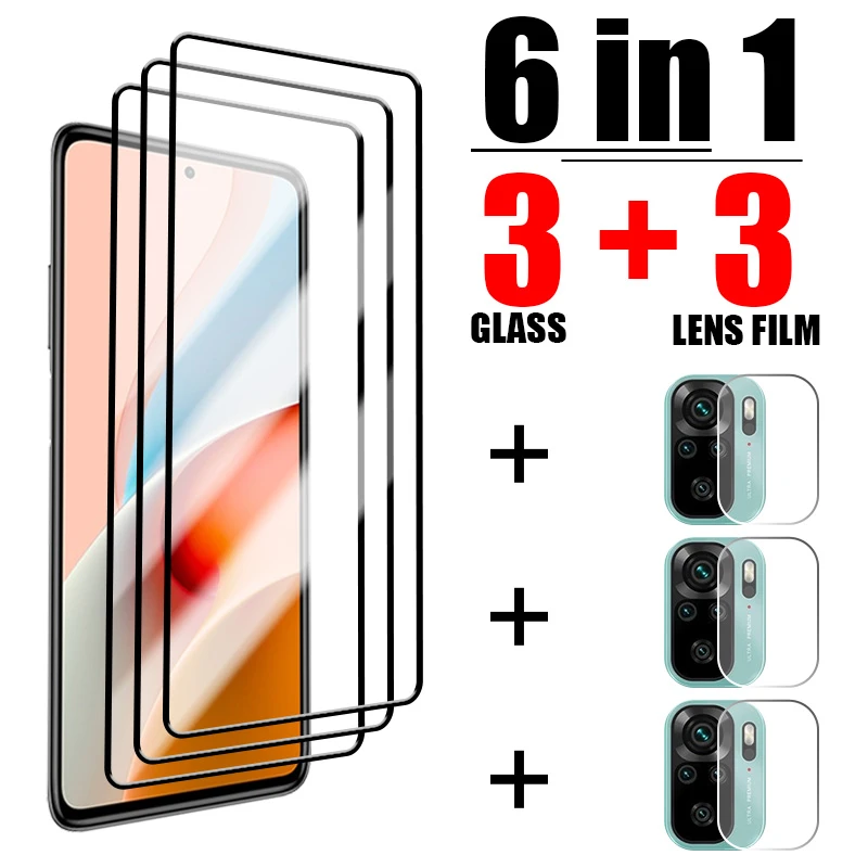 6in1 Glass for Redmi Note 11 10 9 7 8 pro Max lite 5G Camera Screen ...