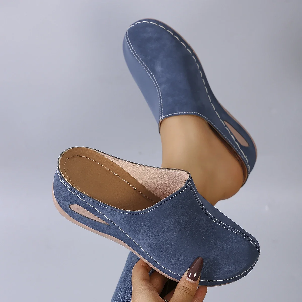 Women Platform Slippers Autumn New Round Toe Slippers Soft Sole Anti ...
