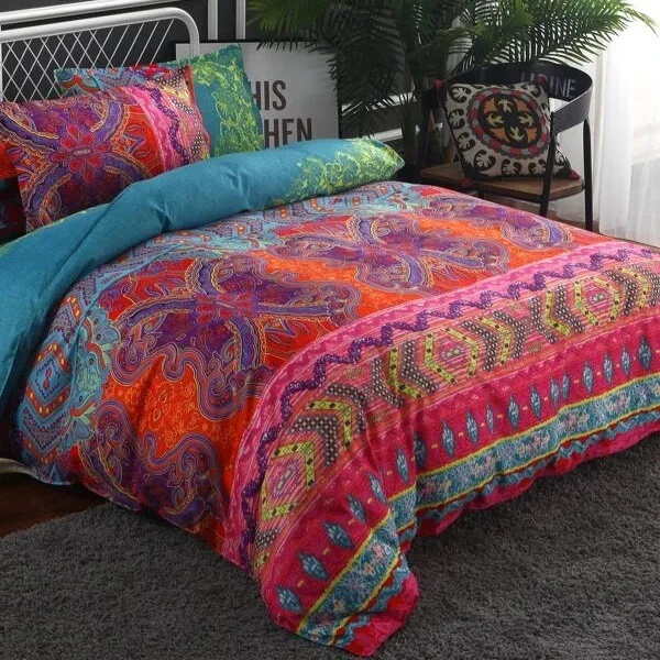Bohemian-Fitted-Sheet-Mattress-Cover-Wish-Pillowcase-Home-Textile-Queen ...