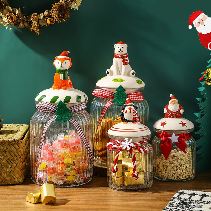 Kitchen-Food-Grade-Sealed-Glass-Jar-Christmas-Candy-Jar-Coffee-Powder ...