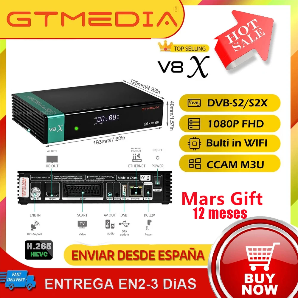 1pc GTmedia V8X hd 1080P Satellite Receiver Support Mars IKS DVB-S2 H ...