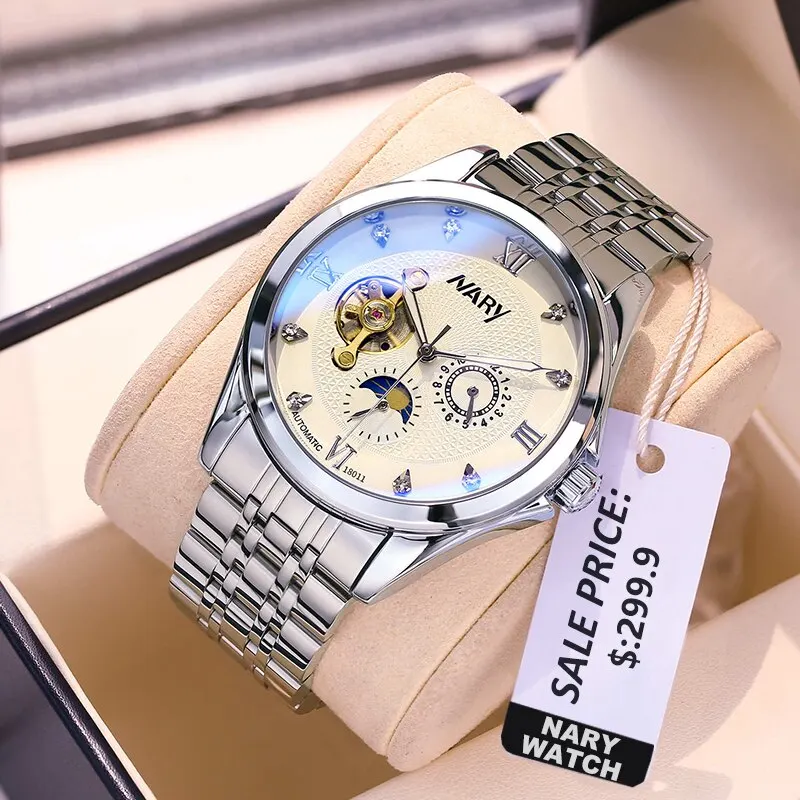 Men-s-Watch-Moon-Phase-Mechanical-Watch-Men-Waterproof-Steel-Band ...