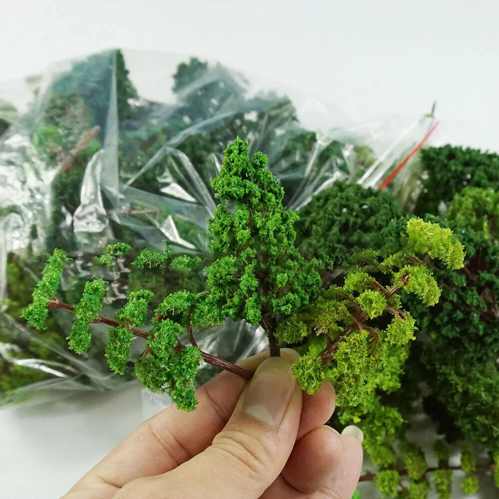 30pcs-Mixed-Dollhouse-Mini-Green-Trees-Plastic-Model-Lawn-Garden-Layout ...