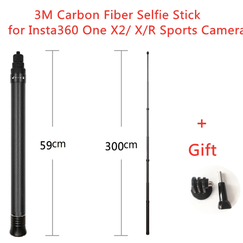 3m Super Long Carbon Fiber Invisible Selfie Stick for Insta360 X3 /DJI ...
