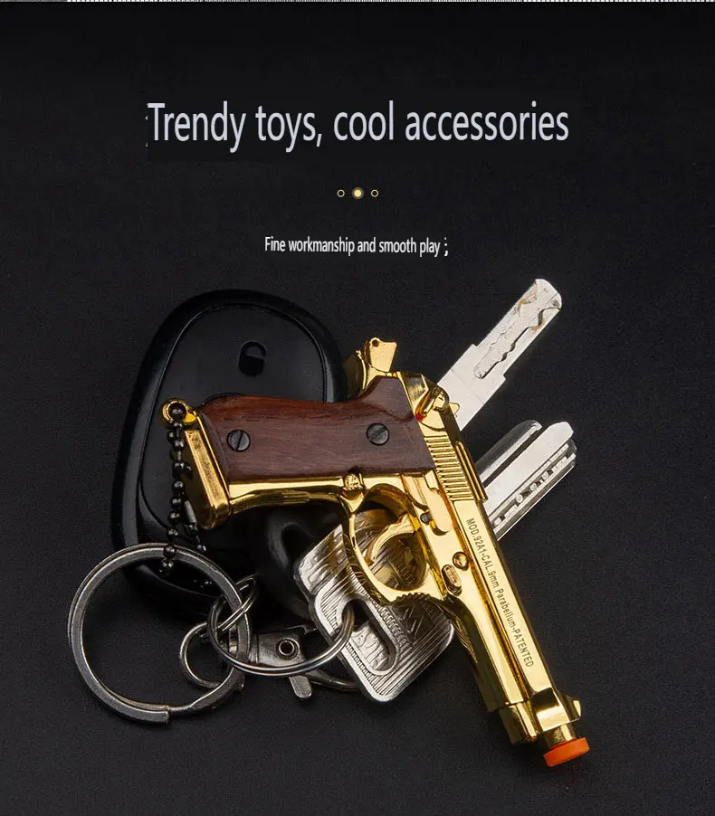 Solid-Wood-Grip-92F-Pistol-Mini-Gun-Metal-Keychain-1-3-Scale-Pistol ...