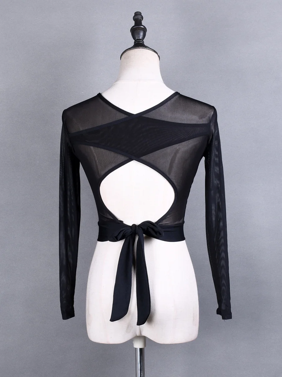 Mesh-Patchwork-Latin-Dance-Tops-Women-Practice-Wear-Backless-Flamengo ...