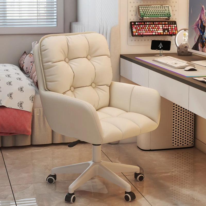 Boss-Arm-Mobile-Office-Chair-Computer-White-Vanity-Comfy-Cute-Swivel ...