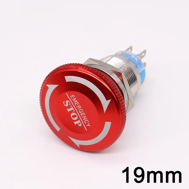 1pc 19mm 22mm Waterproof Metal Emergency STOP Mushroom Push Button ...