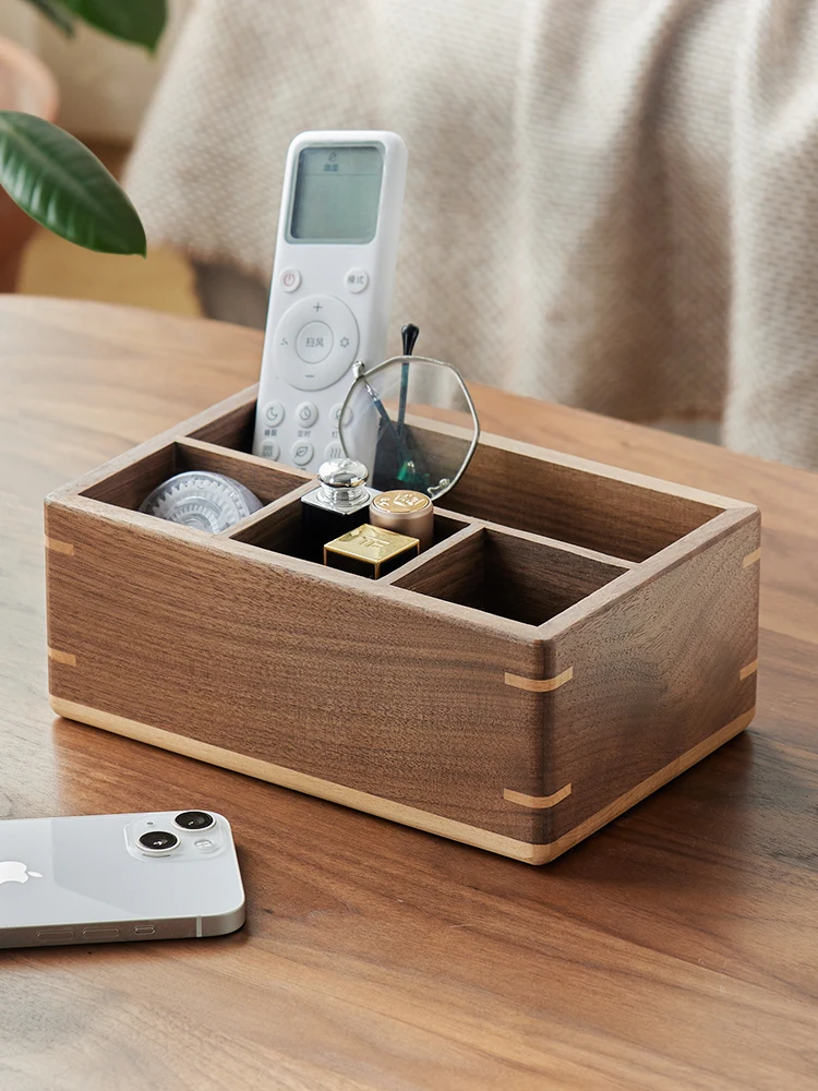 Black-Walnut-remote-control-storage-box-desktop-living-room-table-light ...