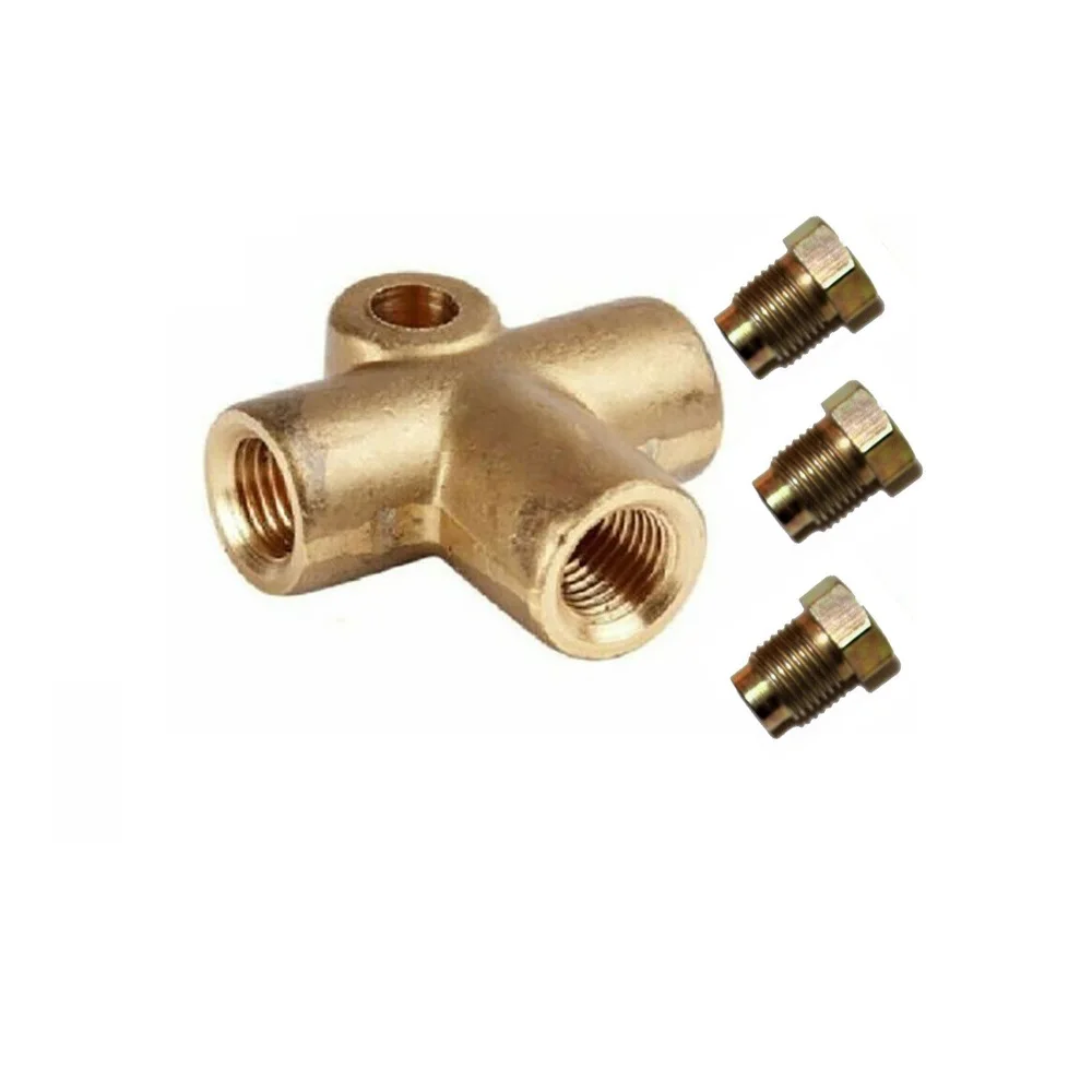 3/16 Brake Line 2 Pack 3 Way T-Shape Brake Tee With 3 Male Nuts Short ...