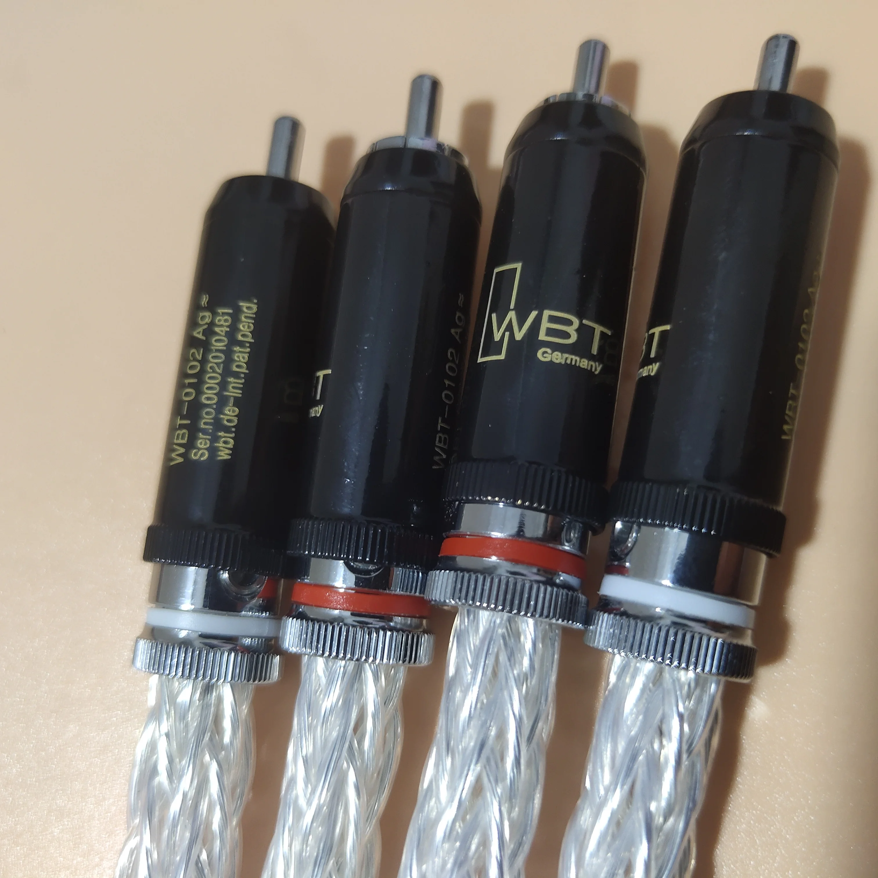 1Pair-new-Hi-End-8AG-Silver-Plated-OCC-16-Strands-upgrade-Audio-Cable ...