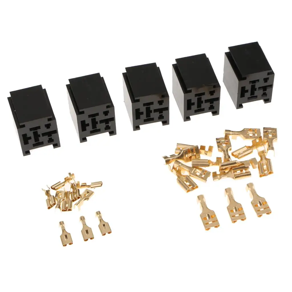 5-Pieces-80A-4-Pin-Mounting-Relay-Socket-Connector-with-Base-Terminal ...