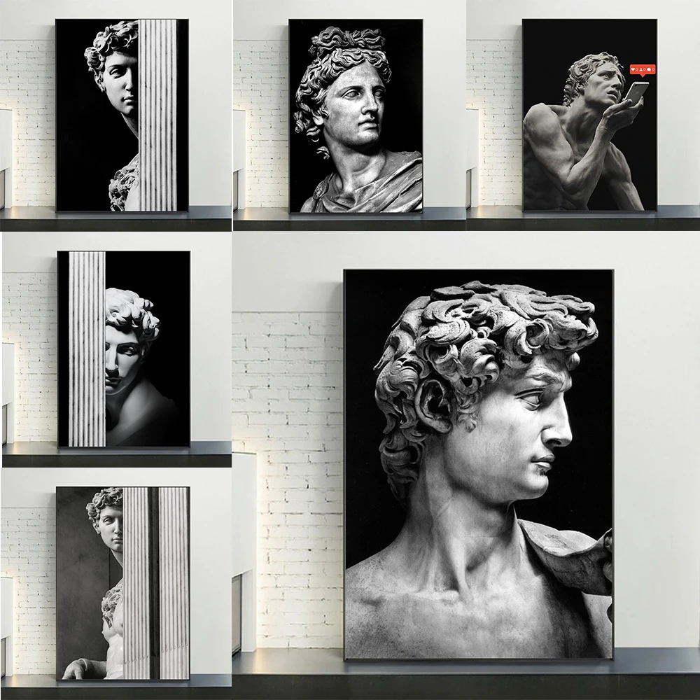 Soyut-David-heykel-duvar-sanat-posterleri-roma-heykeli-yarat-c-tuval ...