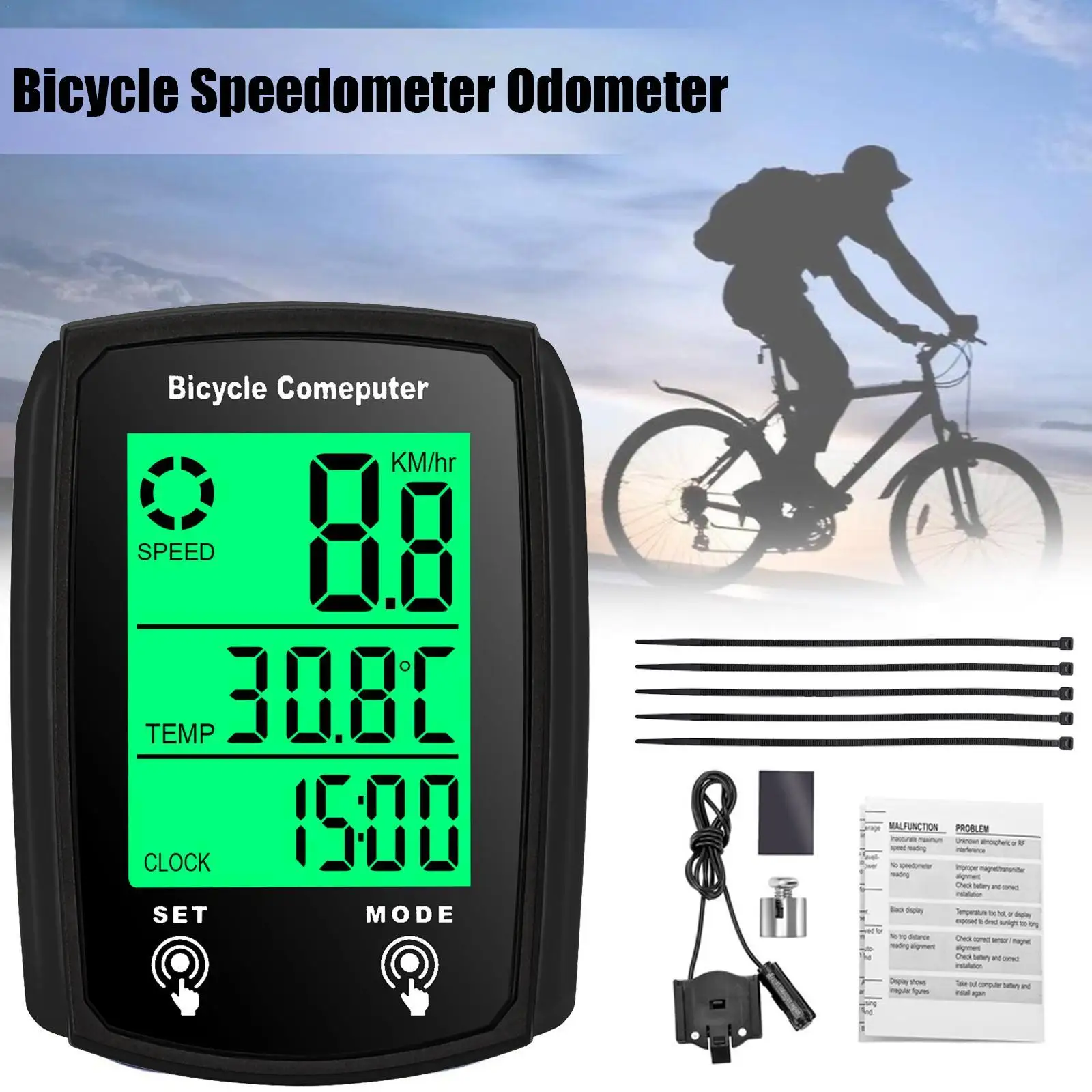 Wired-Bike-Computer-LED-Digital-Bicycle-Speedometer-Odometer ...