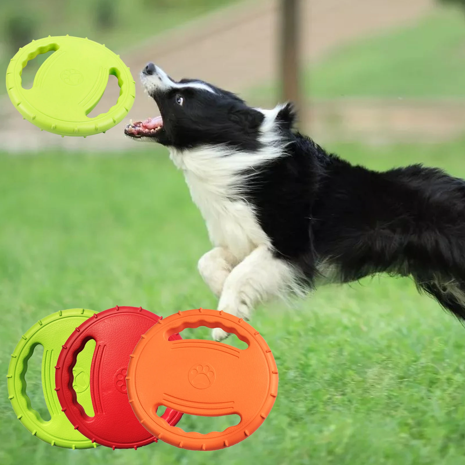 Pet Dog Flying Disc EVA Dog Training Ring with Double Handles Dog Flyer ...