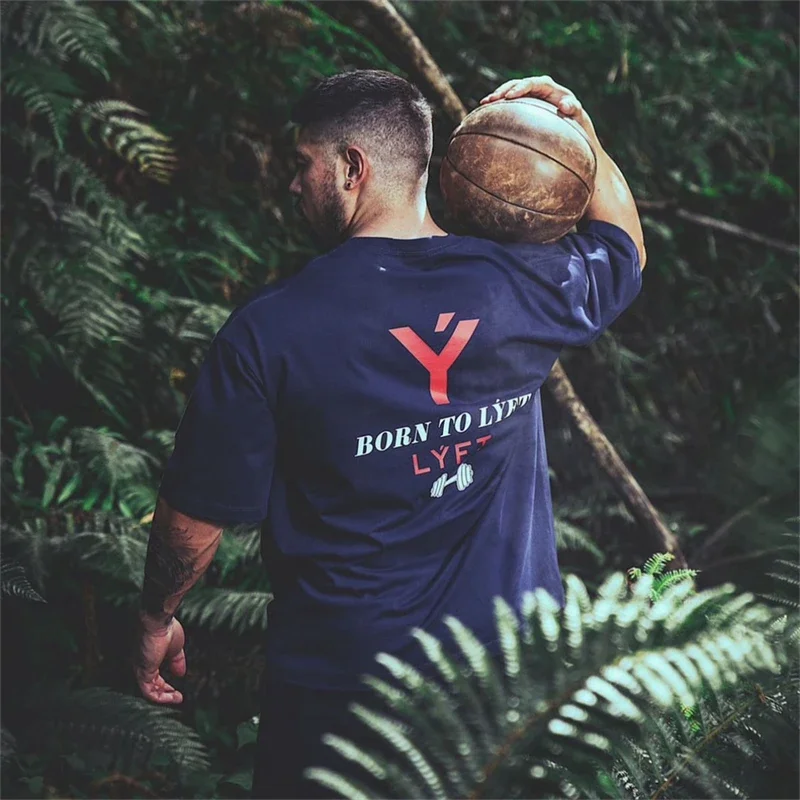 LYFT 210GSM Cotton Men's Gym Short Sleeve Fitness Oversized T-Shirt ...